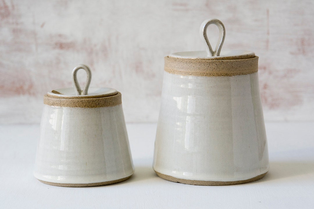 Handmade Ceramic Canister With Lid, Set of 2 - Etsy