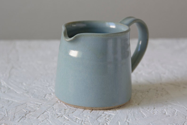 Blue Syrup Pitcher, Ceramic Milk Creamer, Pottery Jug, Coffee Creamer ...