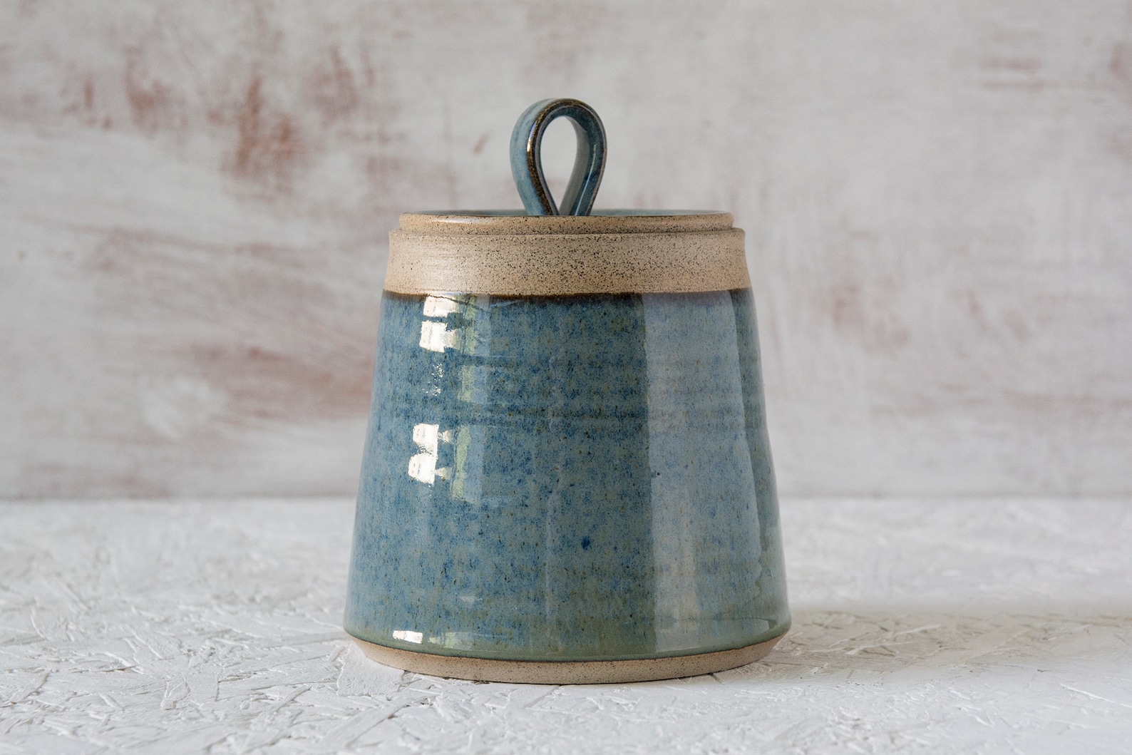 Blue Stoneware Sugar Bowl with Lid and Creamer Set | Etsy