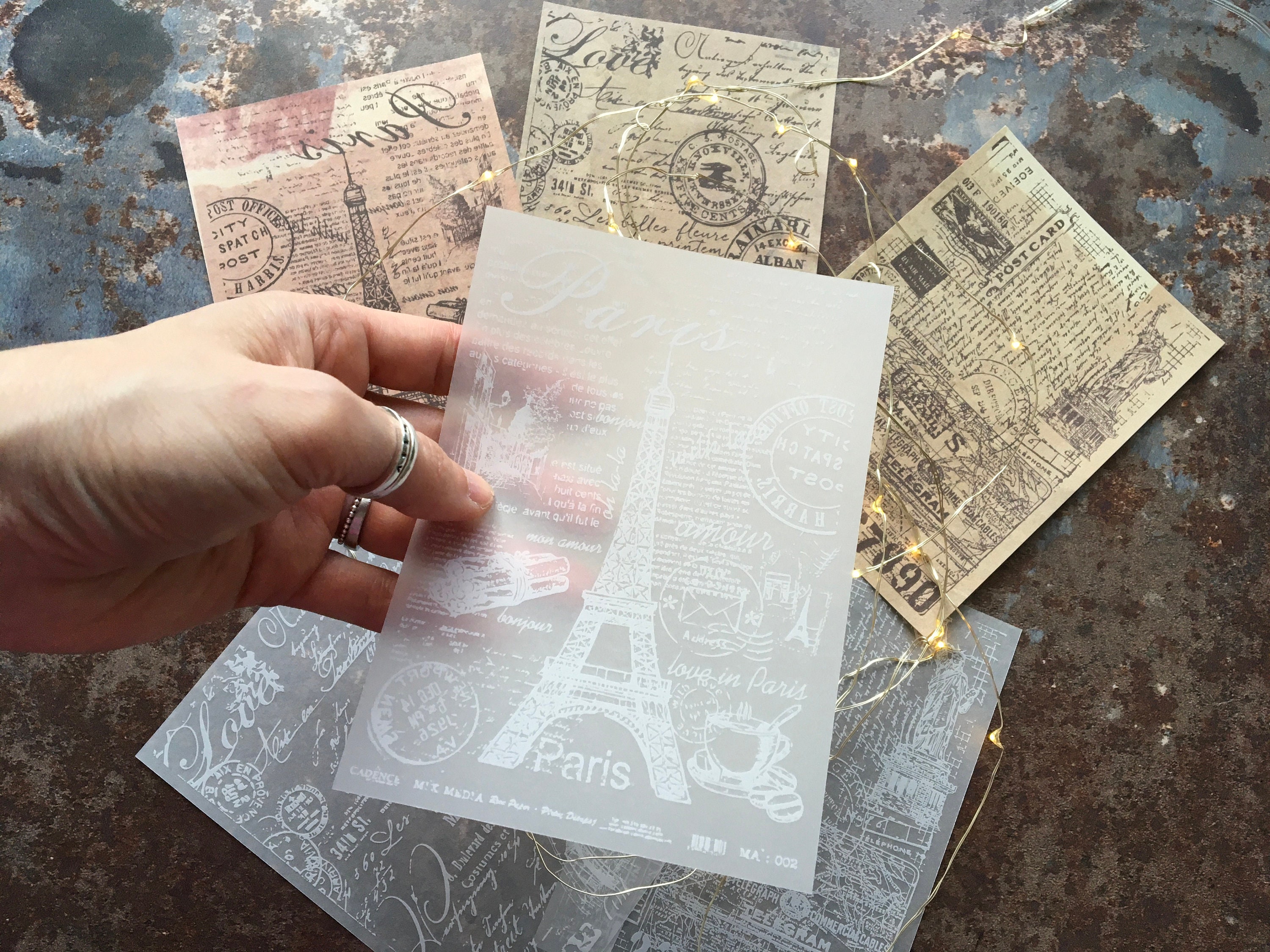Set of 6x 'vintage Paris' Background Papers Including - Etsy UK