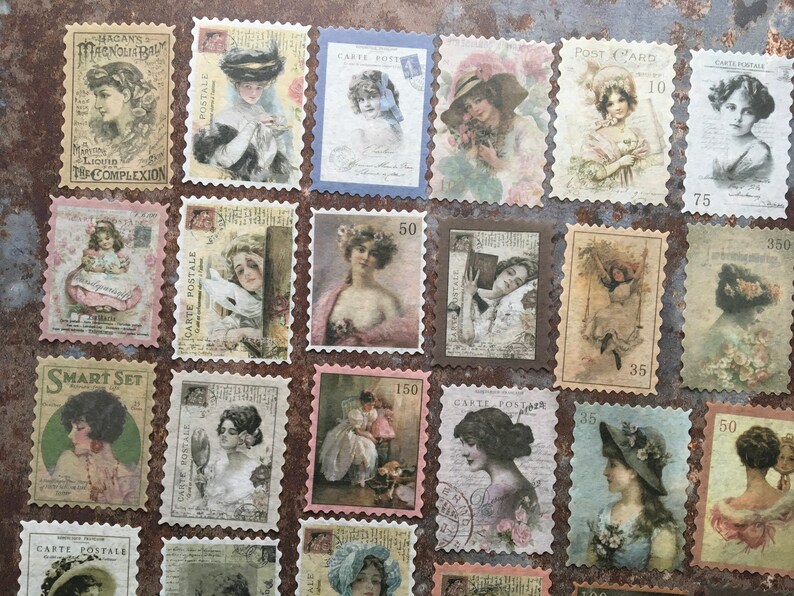 Vintage Female Portraits Sticker Collection on Washi Paper for - Etsy UK