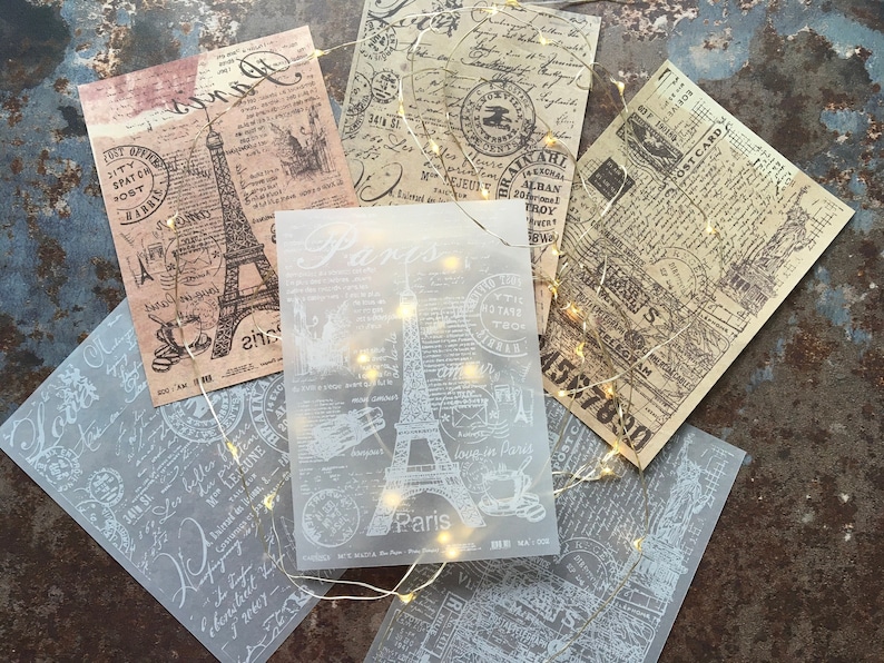 Set of 6x 'vintage Paris' Background Papers Including - Etsy UK