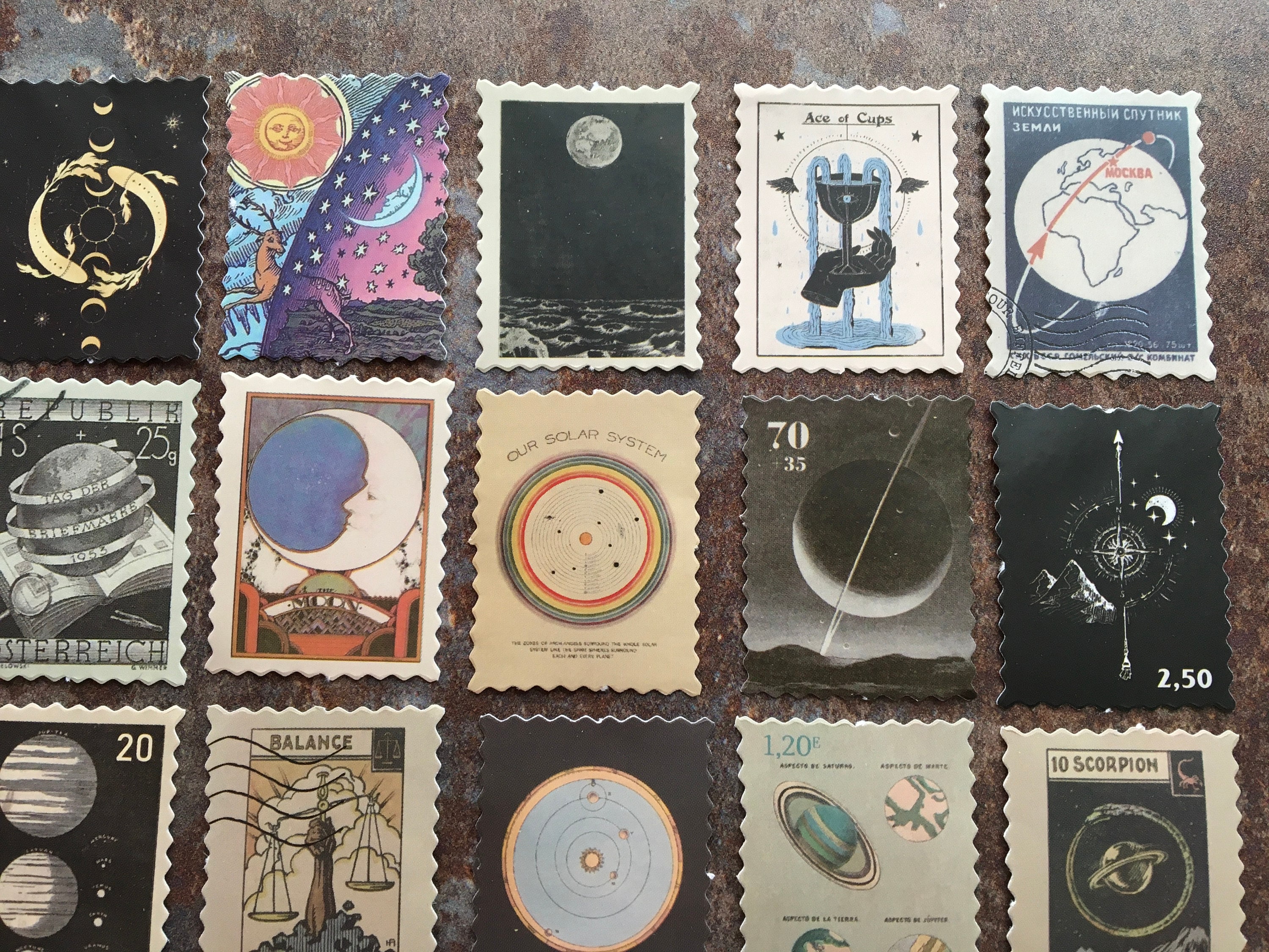 The Planets Sticker Collection series 2 Lunar Themed Paper - Etsy UK