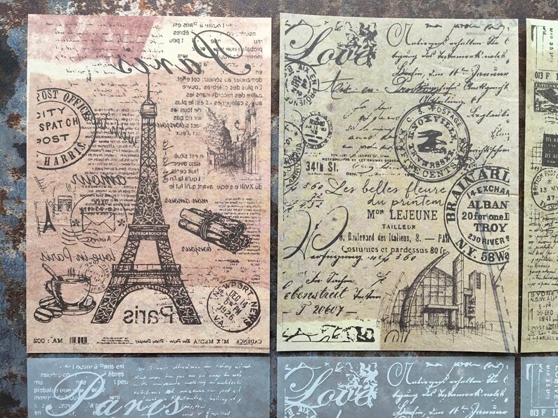 Set of 6x 'vintage Paris' Background Papers Including - Etsy UK