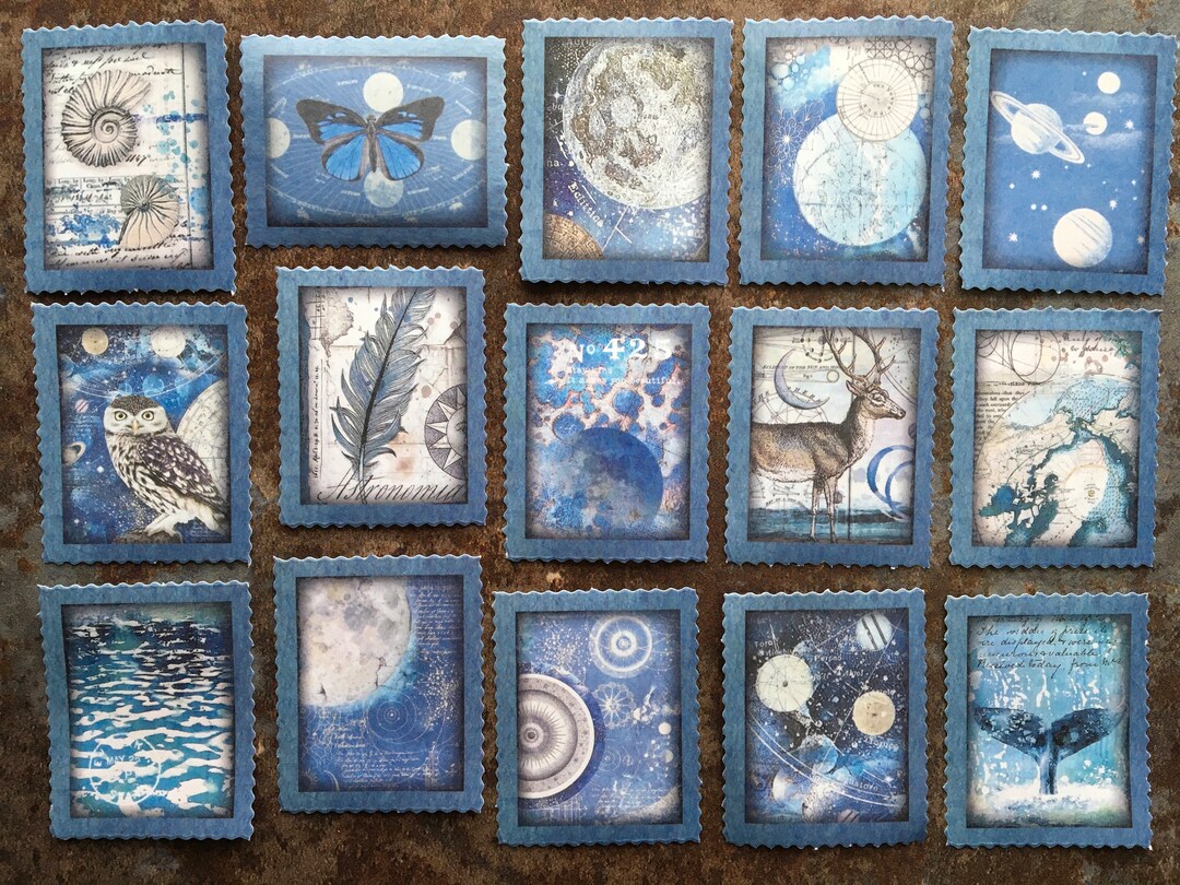 Blue Aesthetic Sticker Set, Paper Craft Supplies, Journaling and ...
