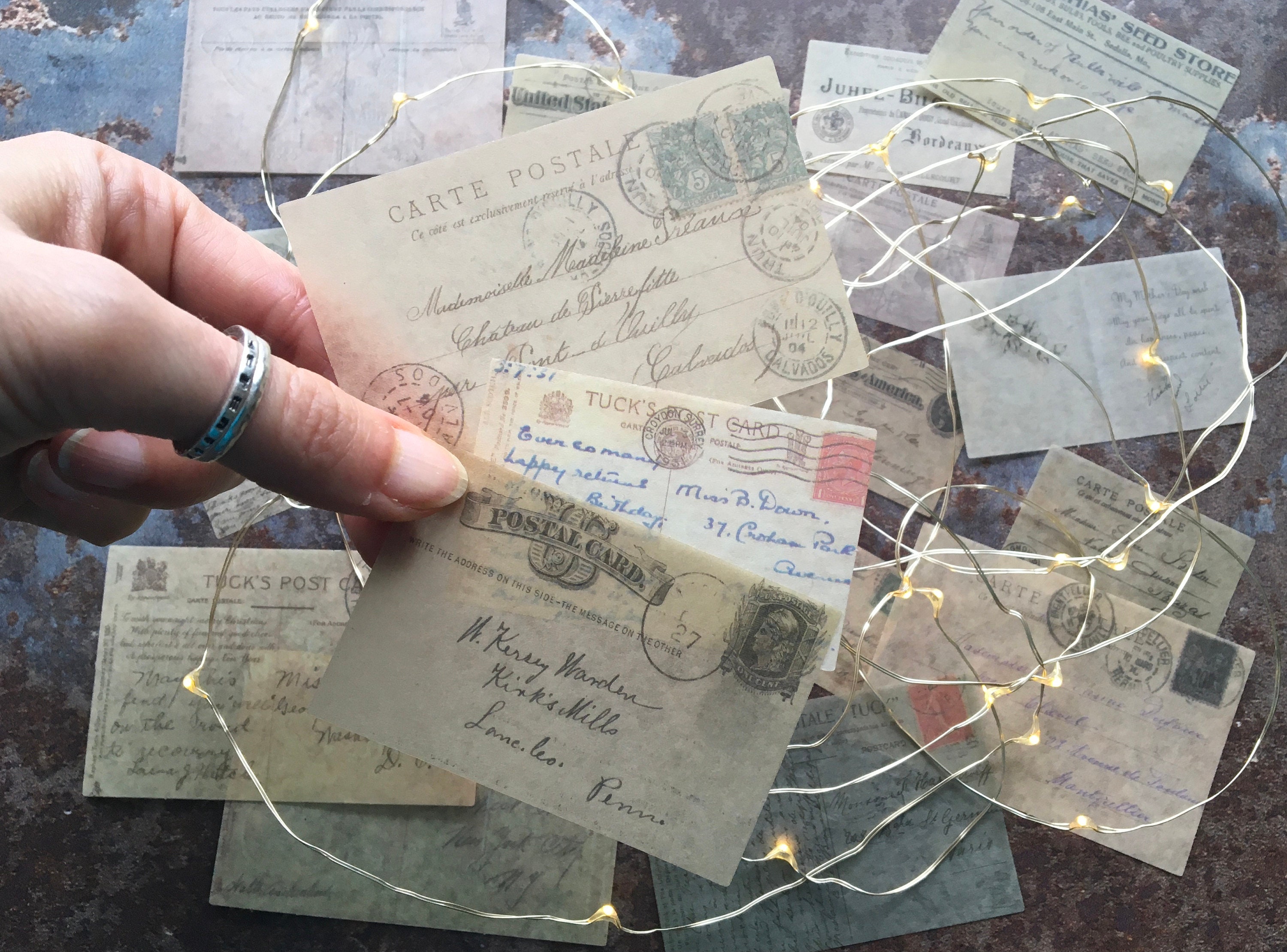 Paper Ephemera Vintage/antique post cards with stamps with gorgeous ...