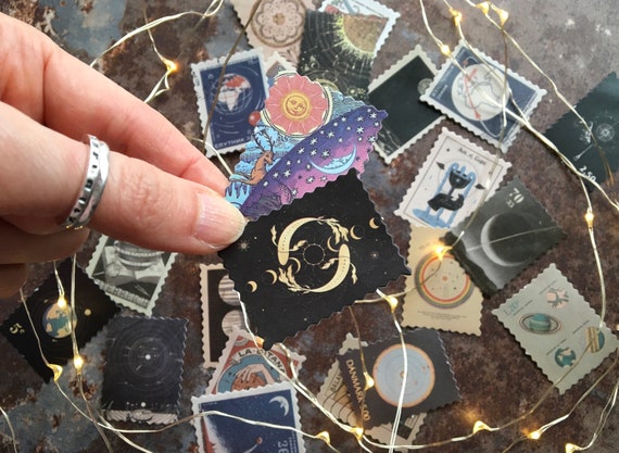 The Planets Sticker Collection series 2 Lunar Themed Paper | Etsy UK