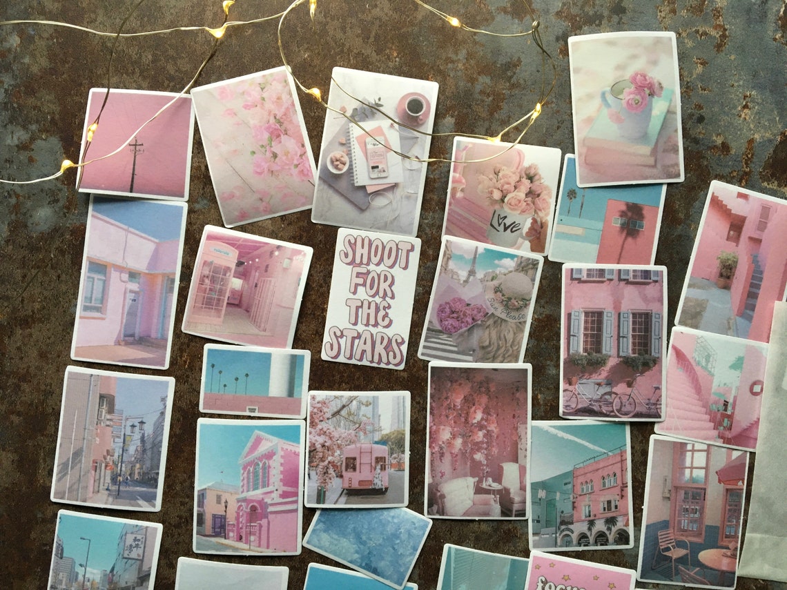 Pastel Pink and Turquoise Blue Sticker Collection for Journaling or ...