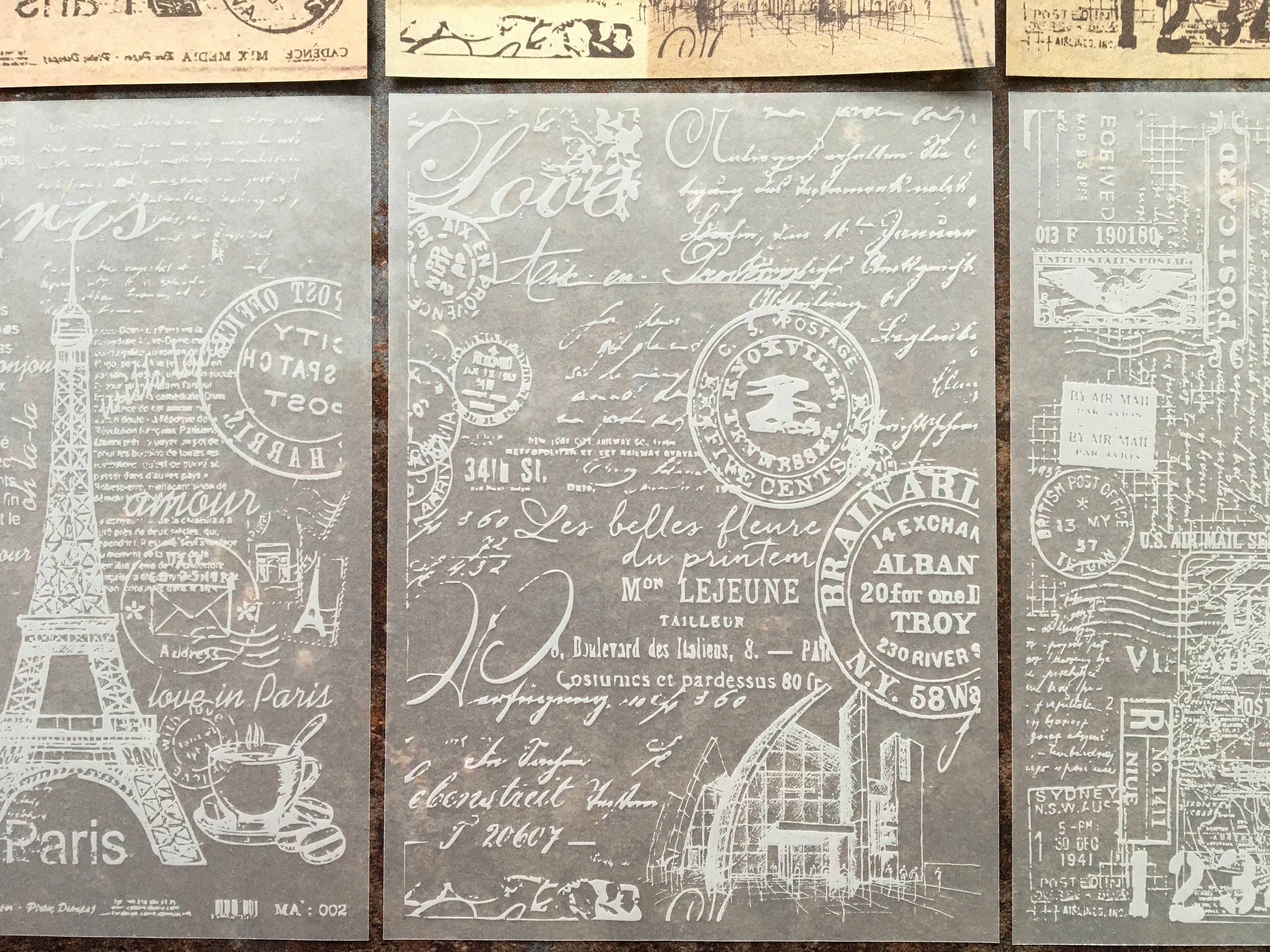 Set of 6x 'vintage Paris' Background Papers Including - Etsy UK