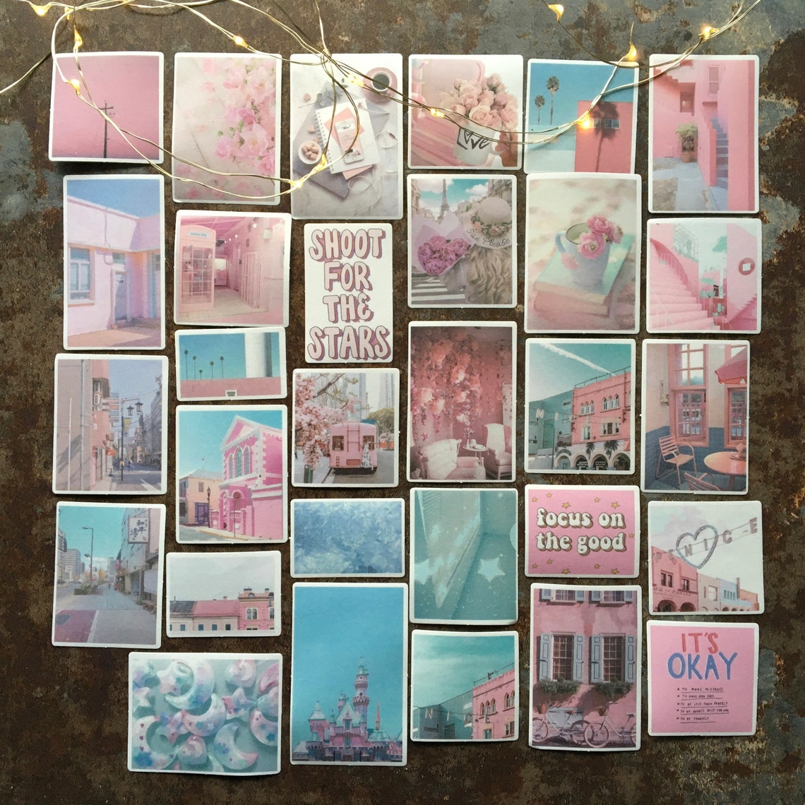 Pastel Pink and Turquoise Blue Sticker Collection for Journaling or ...