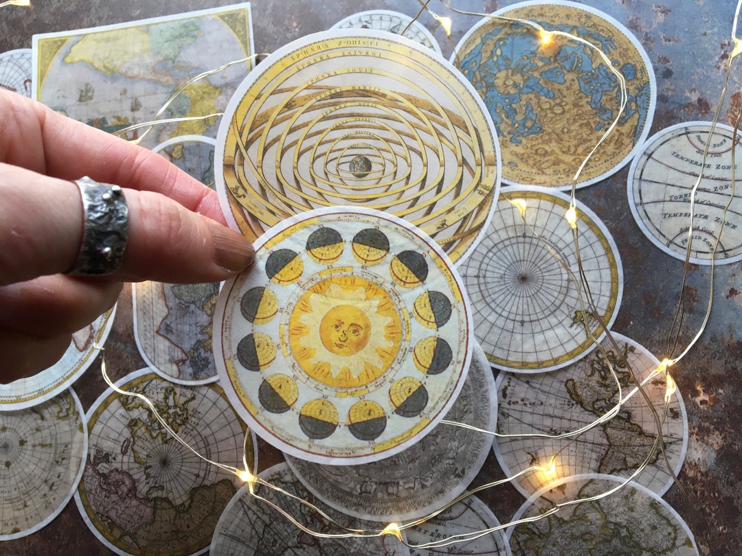 Vintage Maps and Cartography Sticker Collection on Washi Paper for ...