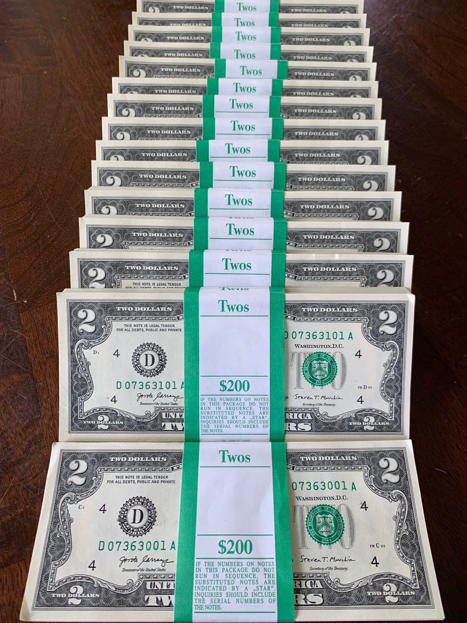20 Brand New Two Dollar Bills Uncirculated Consecutive Serial Crisp - Etsy