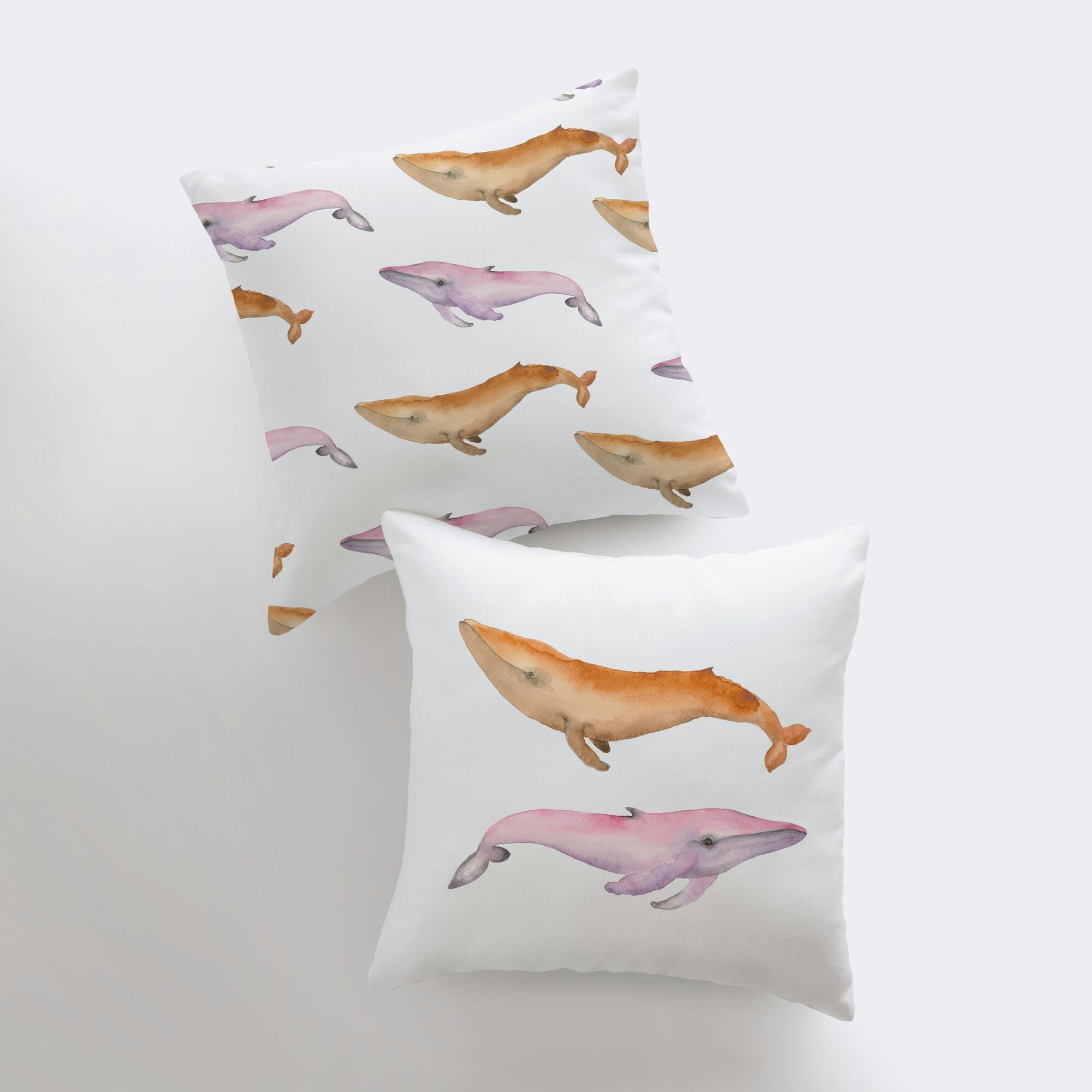 Colorful Watercolor Whales Pillow Cover Throw Pillow - Etsy