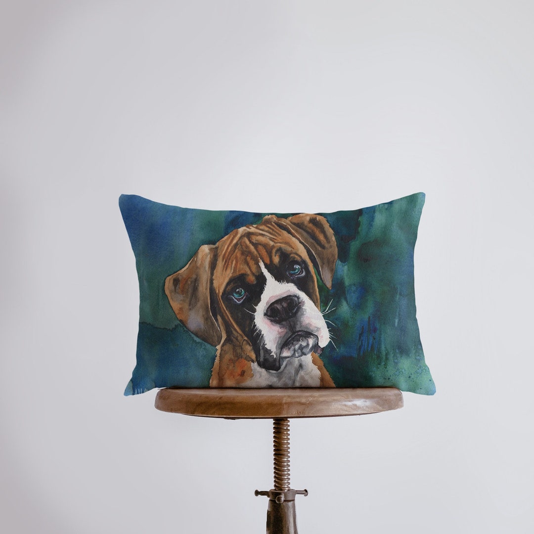 Brown Watercolor Boxer | 18x12 | Pillow Cover | Dogs | Home Decor ...