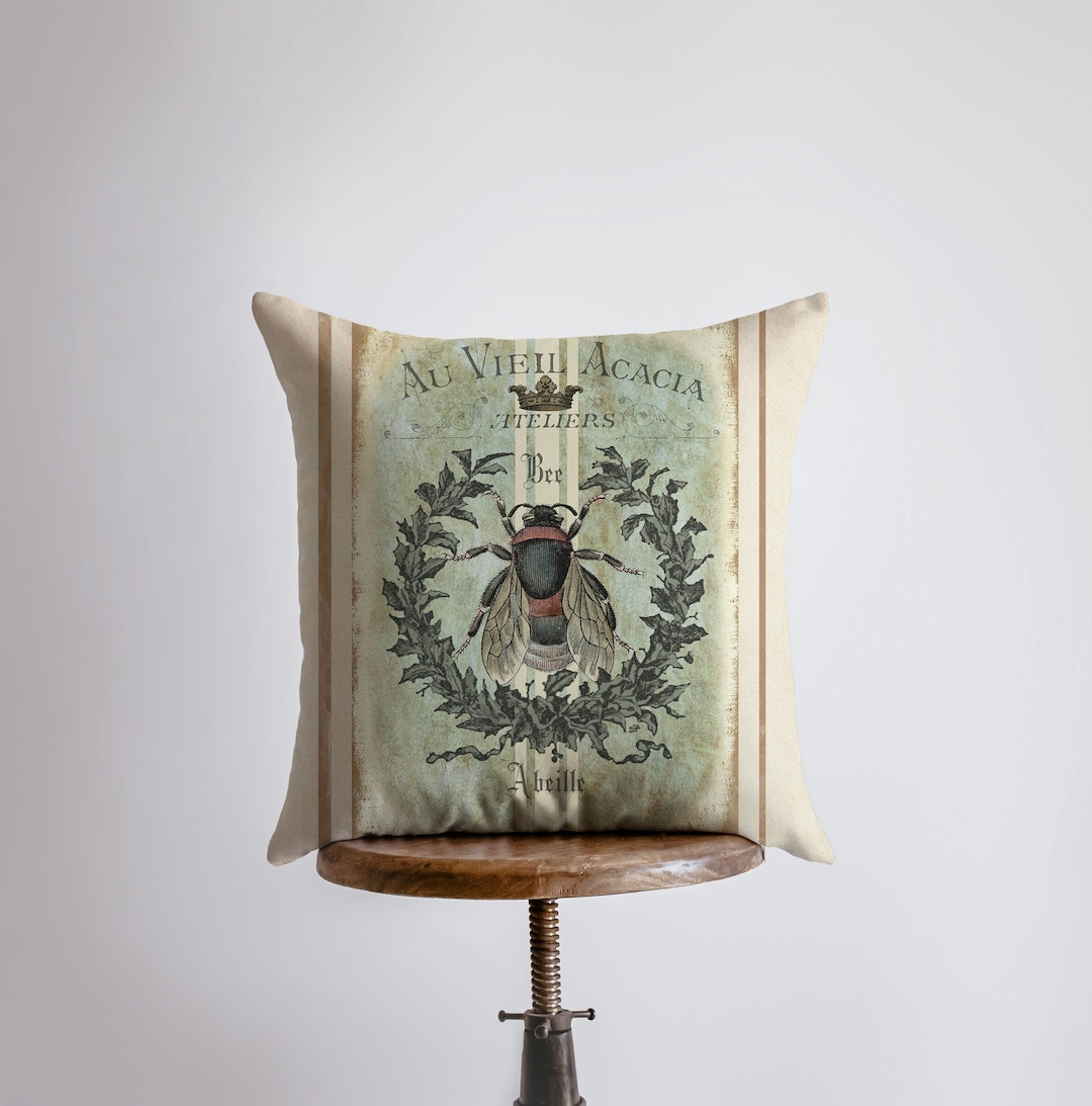 Queen Bee | Honey Bee | Pillow Cover | Farmhouse Decor | Vintage | Home ...