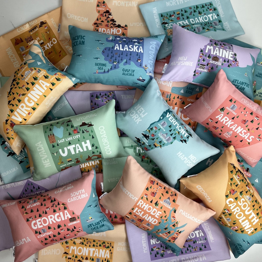 US States | States in USA | State Throw Pillows | State Pillow | Home ...