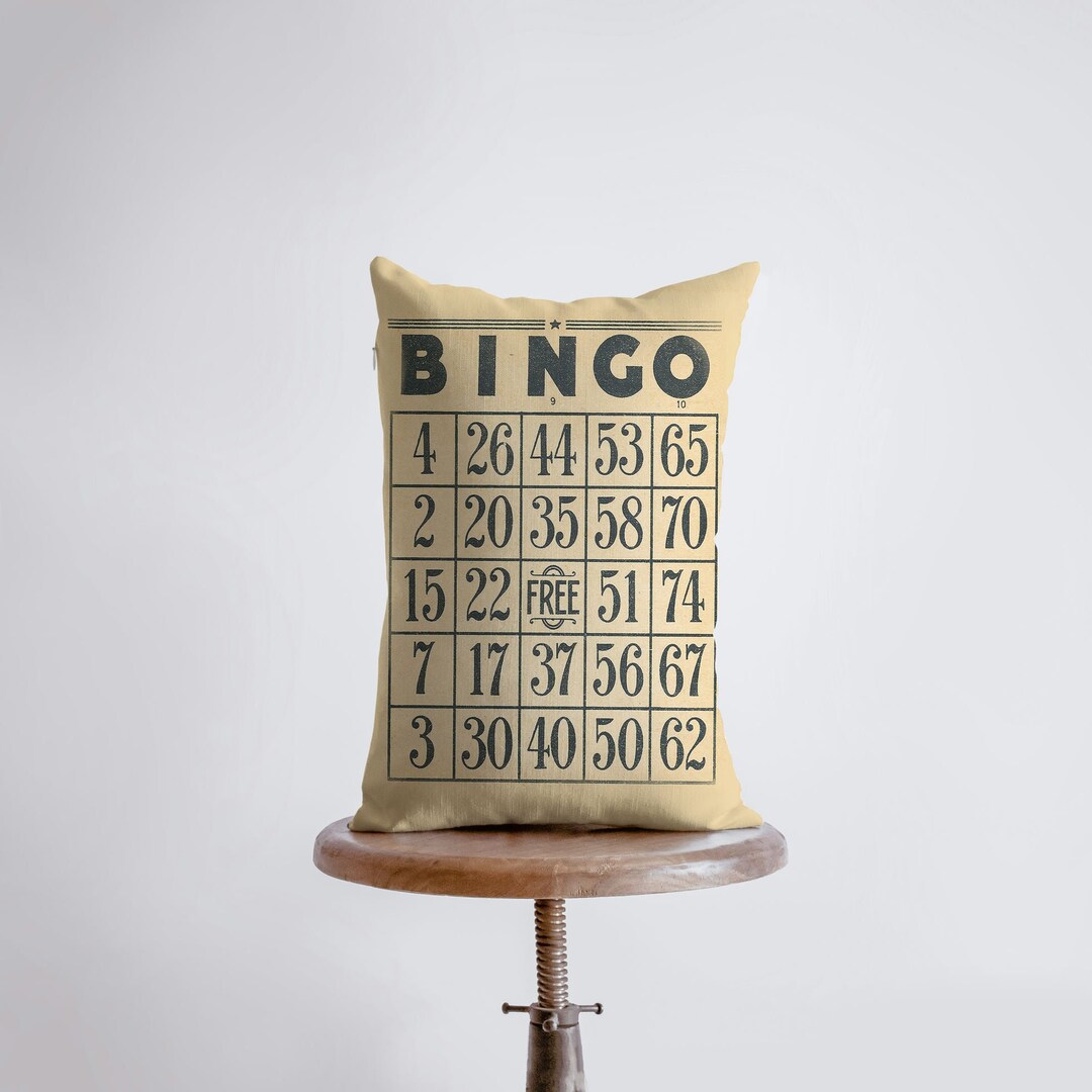 Vintage Bingo | 12x18 | Bingo Sheet | Pillow Cover | Vintage | Bingo ...