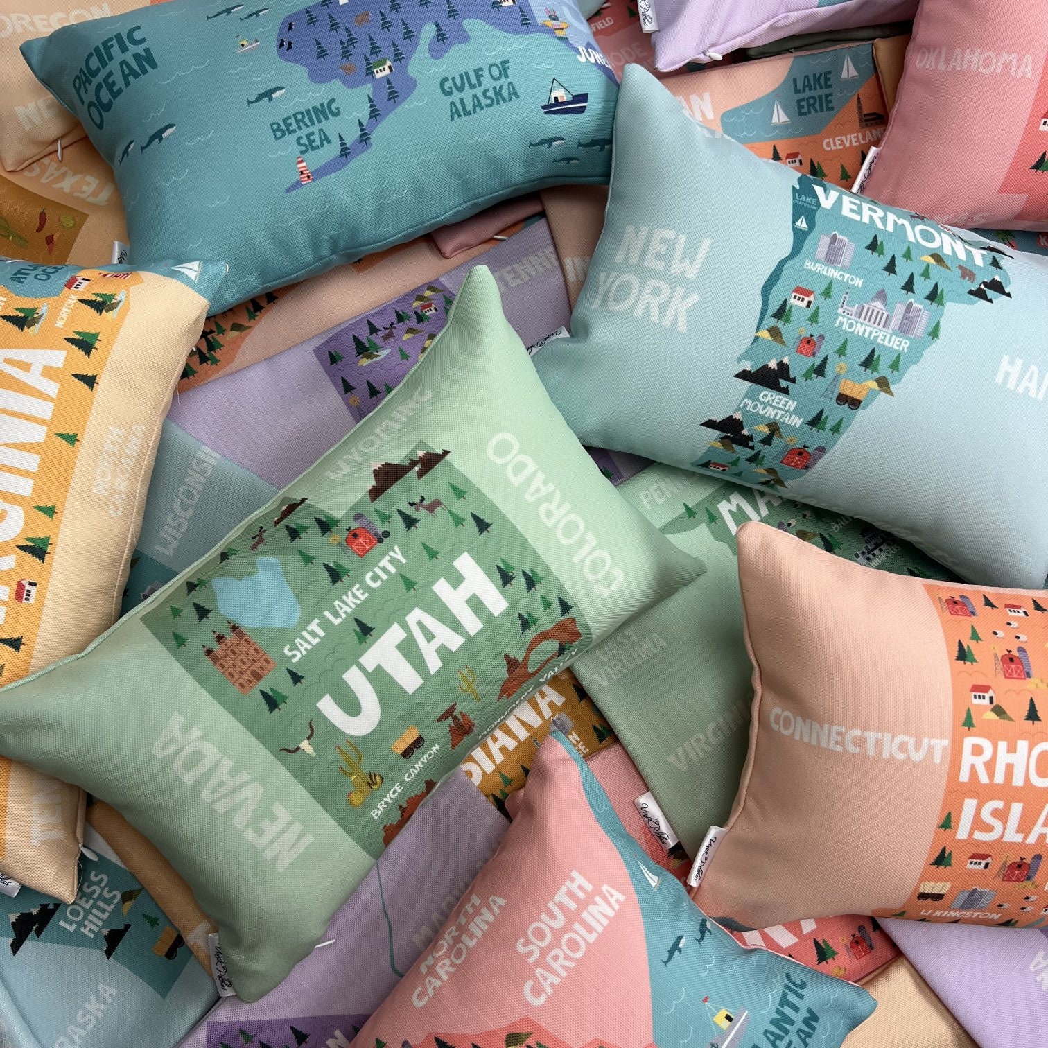 US States | States in USA | State Throw Pillows | State Pillow | Home ...