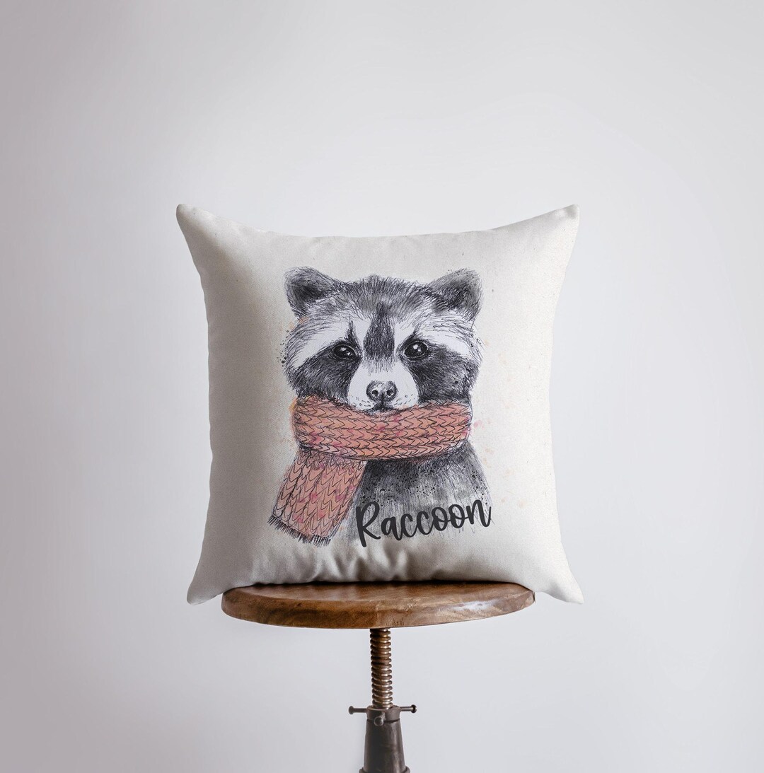 Raccoon Hipster | Pillow Cover | Raccoon Pillow | Throw Pillow ...