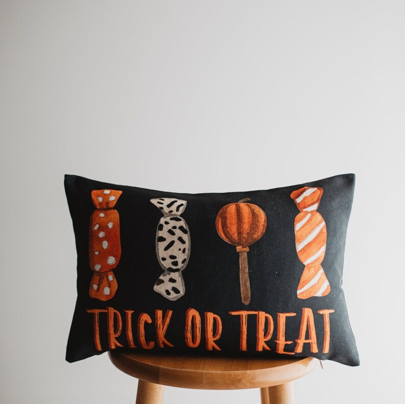 Trick Or Treat Candy Pillow Cover Halloween Pillow Covers Etsy