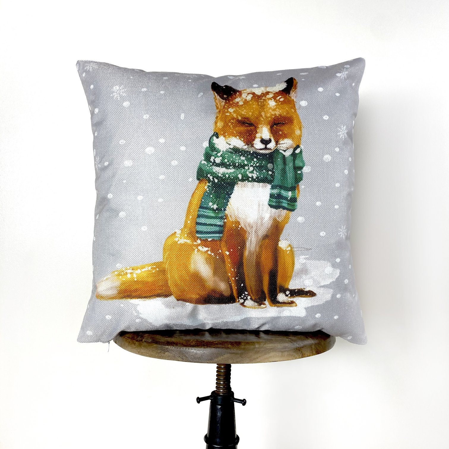 Christmas Fox Throw Pillows Fox Pillow Cover Christmas | Etsy