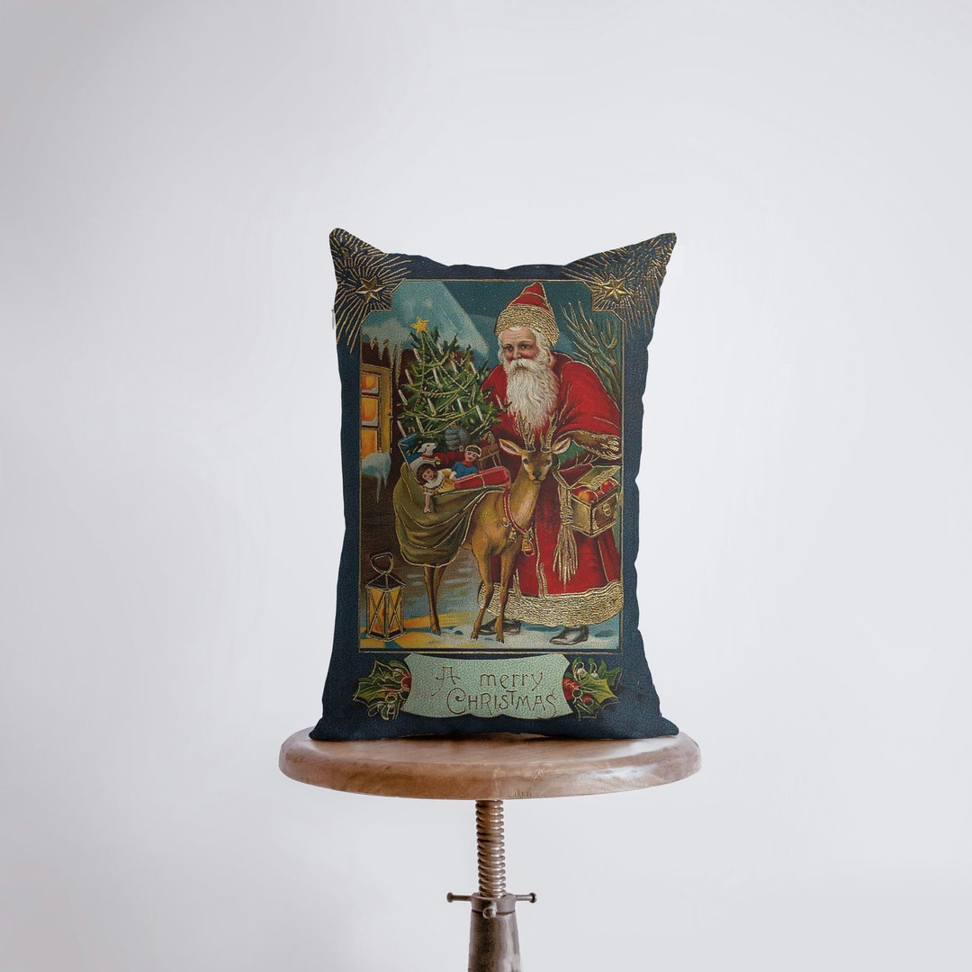 St. Nicholas | 12x18 | Vintage | Christmas Throw Pillow | Rustic Home ...