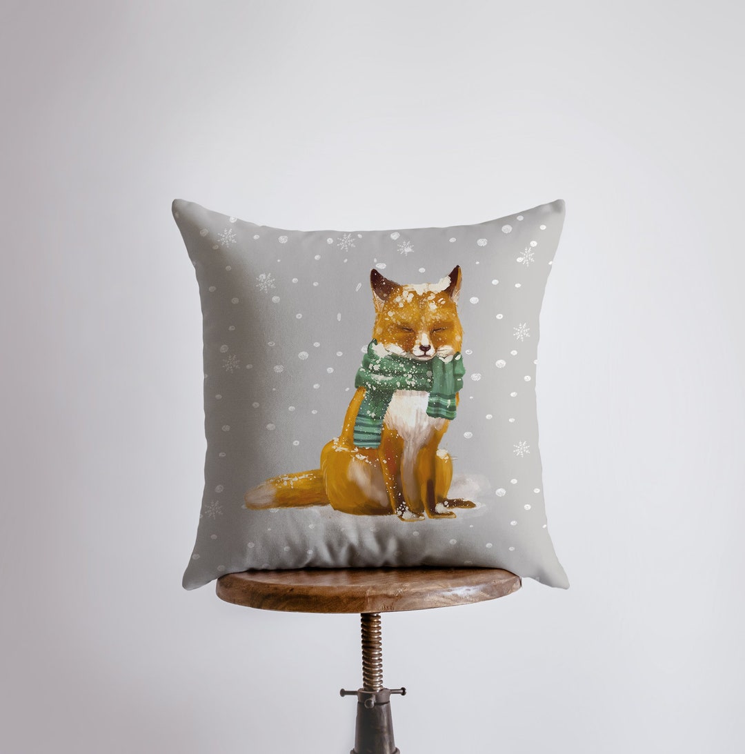 Christmas Fox | Throw Pillows | Fox Pillow Cover | Christmas Pillow ...
