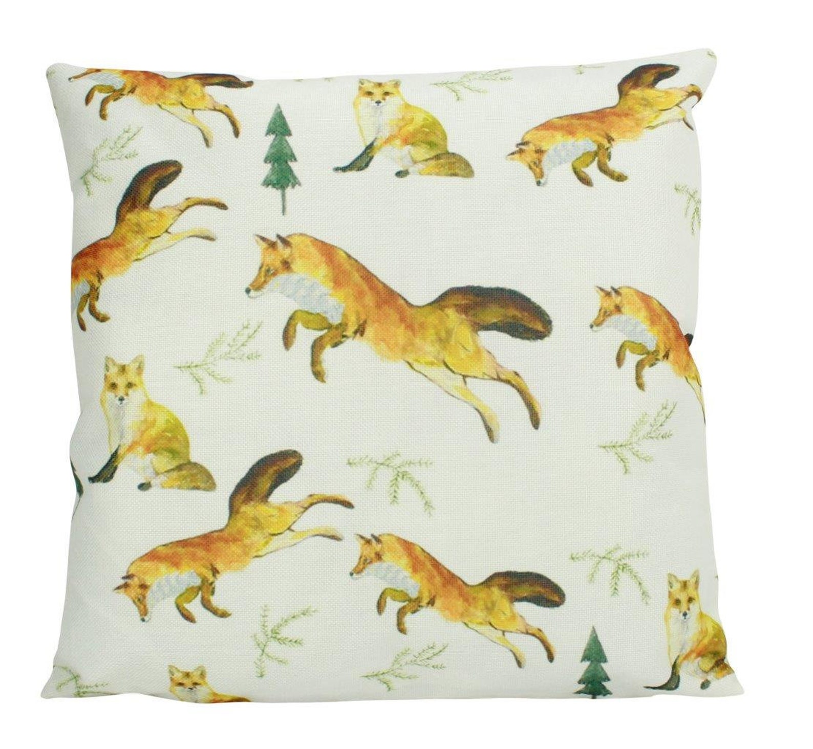 Fox's Pattern Pillow Cover Fox Decor Throw Pillow | Etsy