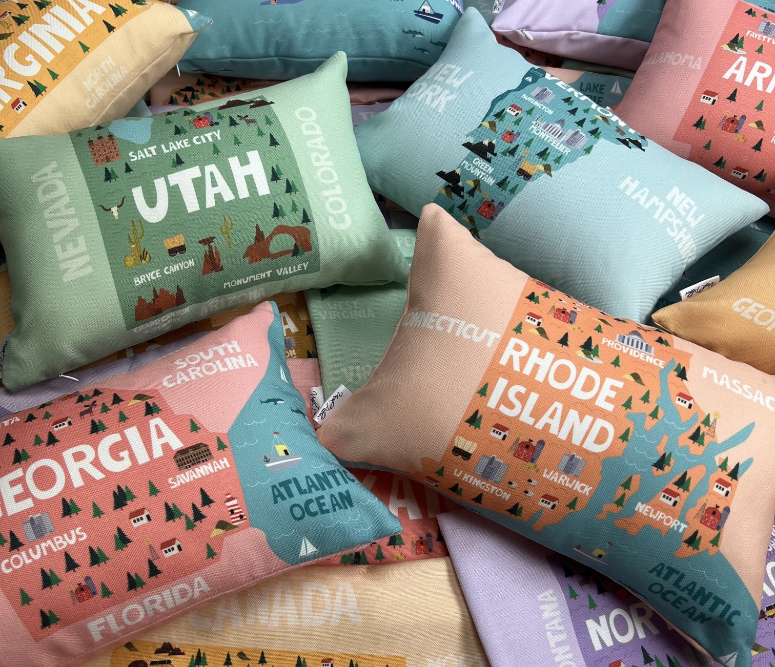 US States | States in USA | State Throw Pillows | State Pillow | Home ...