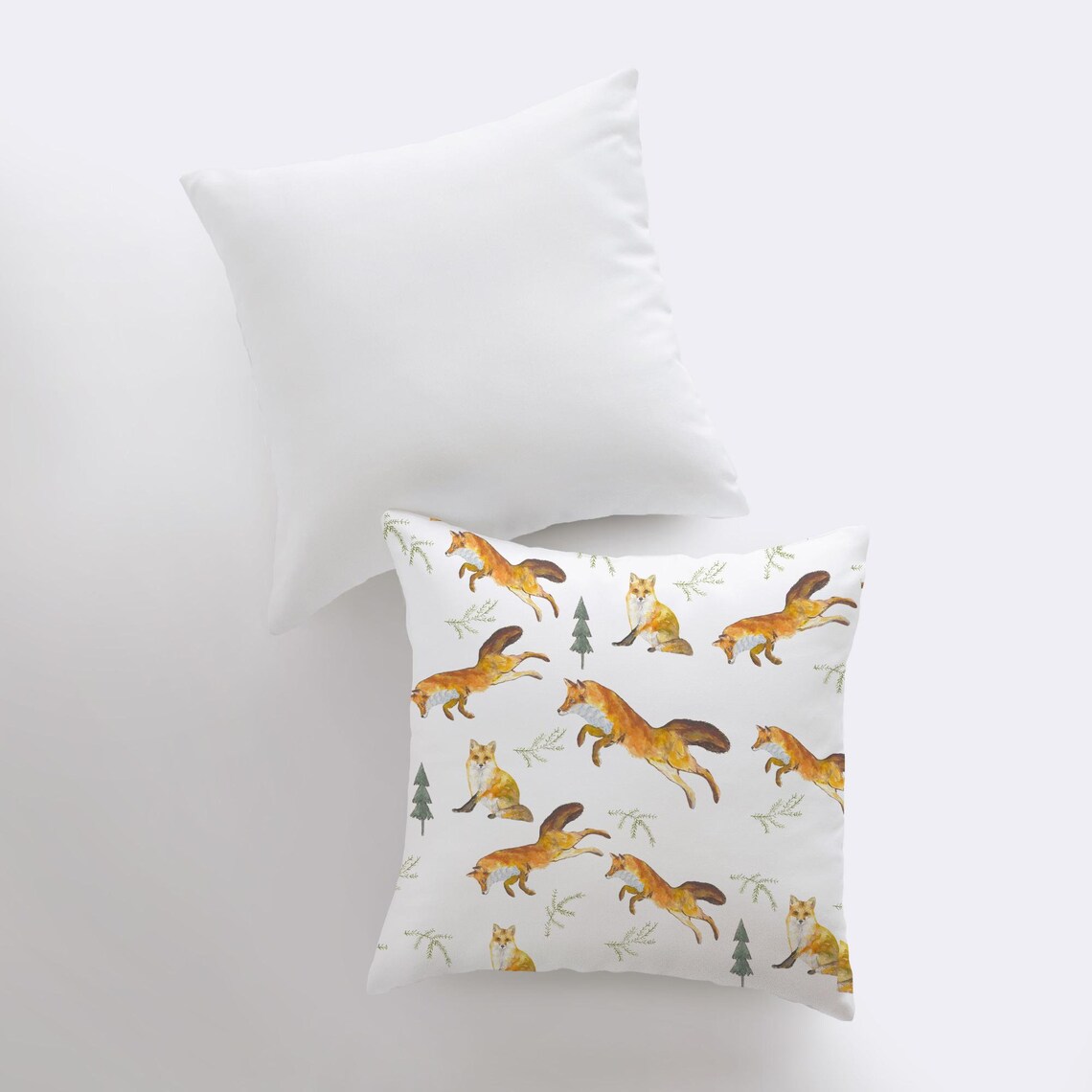 Fox's Pattern Pillow Cover Fox Decor Throw Pillow - Etsy