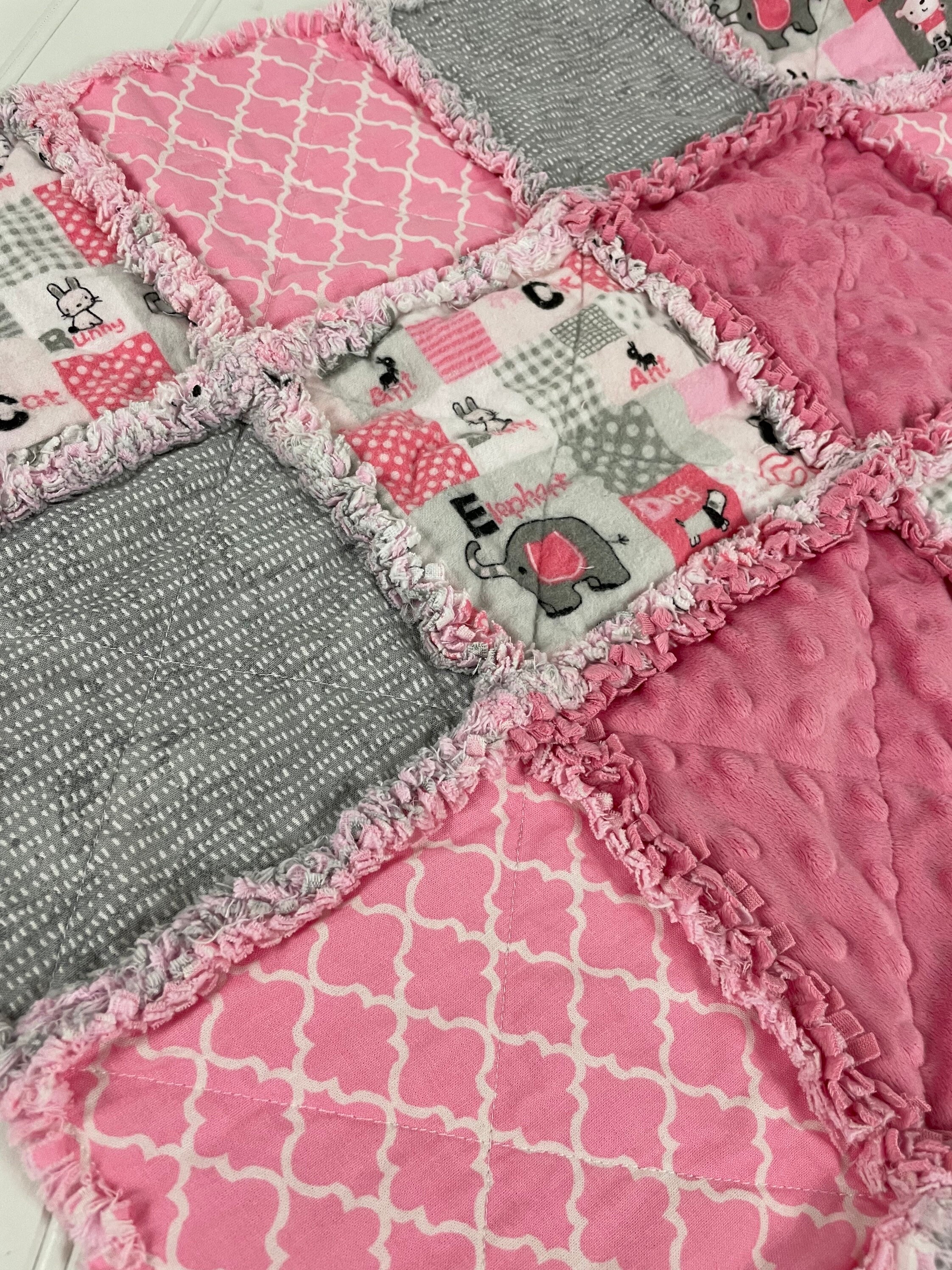Handmade Rag Quilt Cuddle Blanket Lovey Perfect for Newborns Littles ...