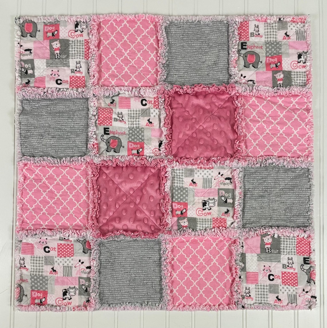 Handmade Rag Quilt Cuddle Blanket Lovey Perfect for Newborns Littles ...