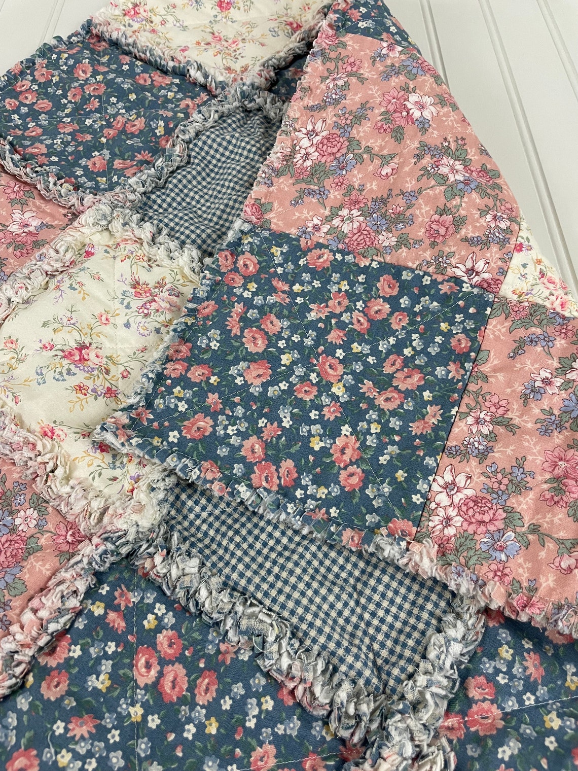 Handmade Rag Quilt Cuddle Blanket Lovey Perfect for Newborns Littles ...