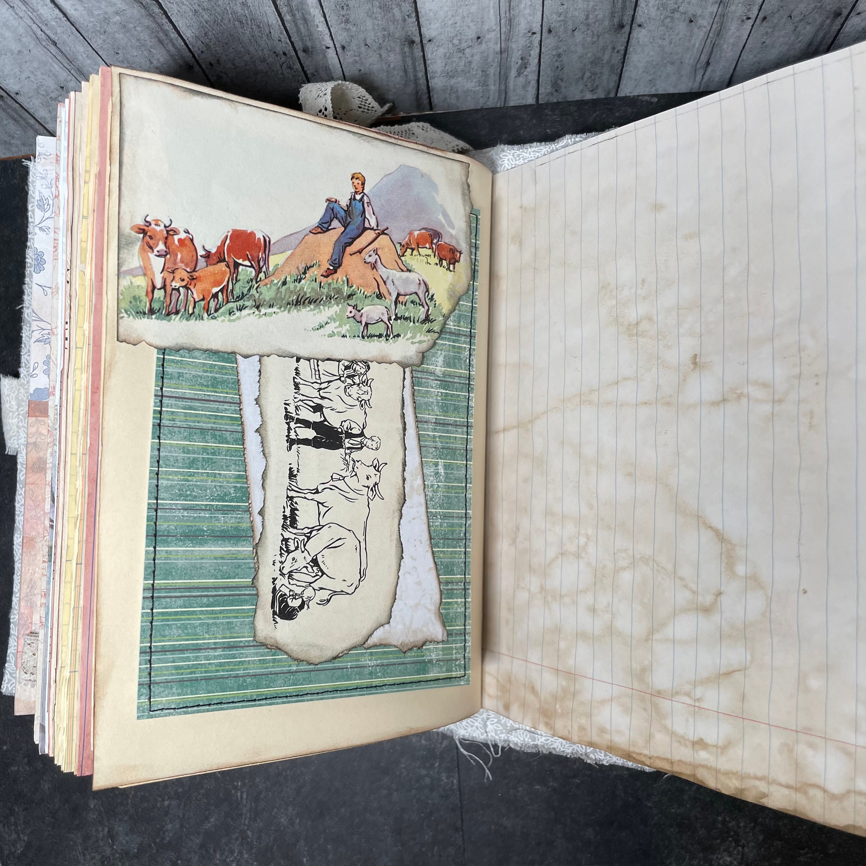 Beautiful Junk Journal Handmade Fabric Lace Cover Shabby 200 Pages - Etsy