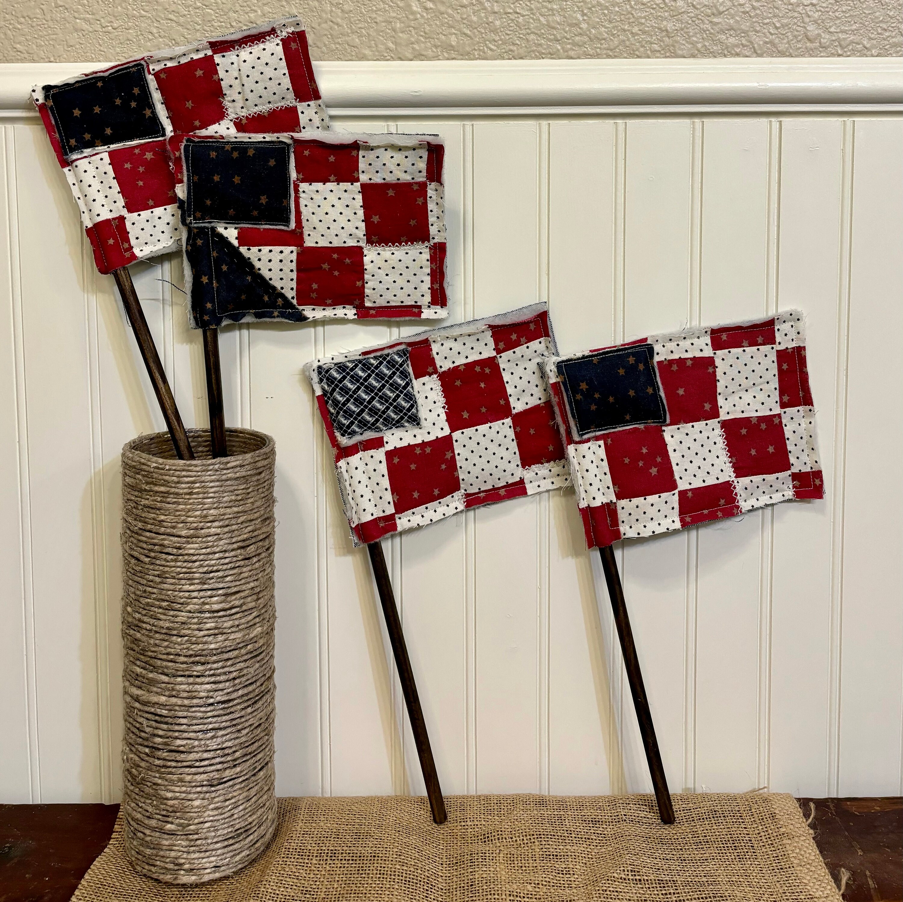 Vintage Quilt Flag | Handmade Americana Folk Art Decor | Patriotic ...