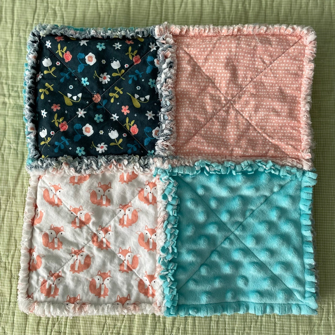 Handmade Rag Quilt Cuddle Blanket Lovey Baby Toddler Newborn - Etsy
