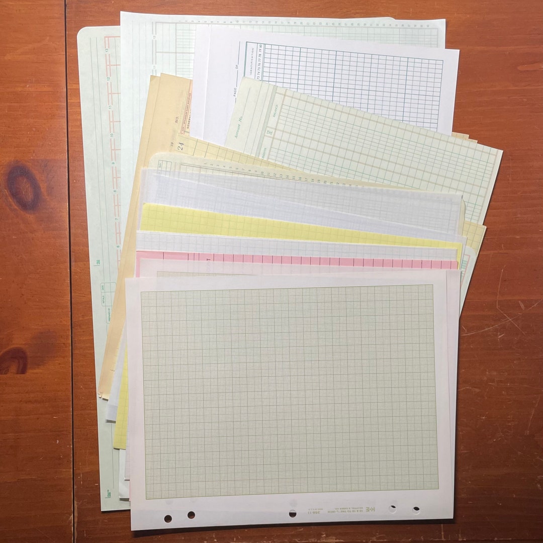 Vintage Paper Lot - Full Sheets, Variety, Blank Ledger, Graph, Forms ...