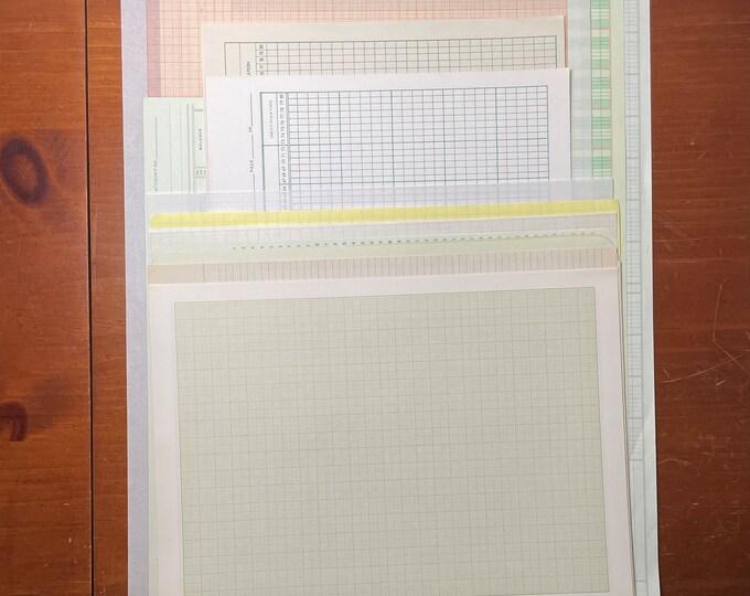 Vintage Paper Lot Full Sheets, Variety, Blank Ledger, Graph, Forms, Etc ...