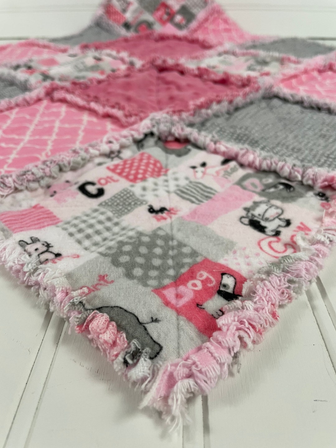 Handmade Rag Quilt Cuddle Blanket Lovey Perfect for Newborns Littles ...