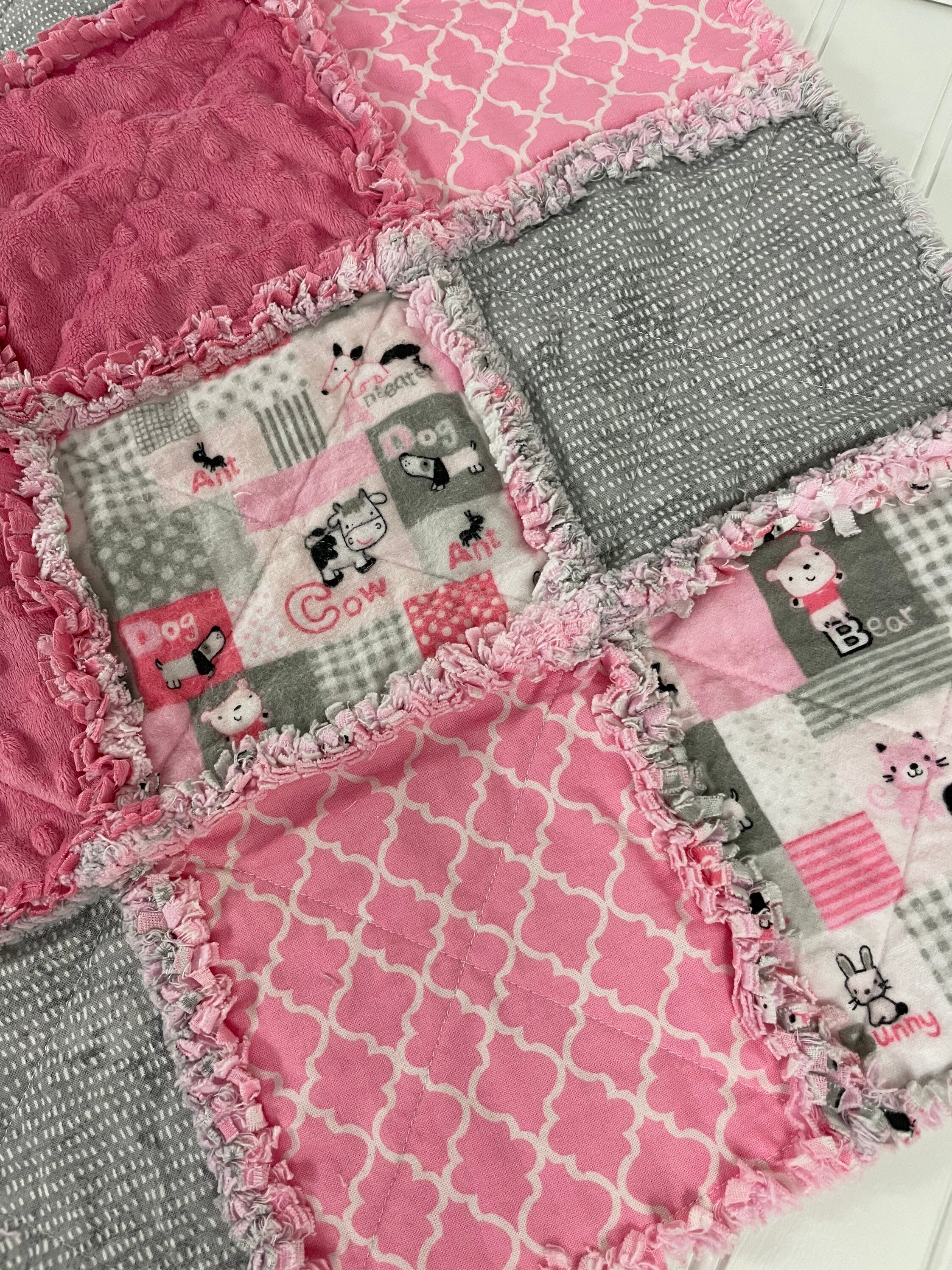 Handmade Rag Quilt Cuddle Blanket Lovey Perfect for Newborns Littles ...