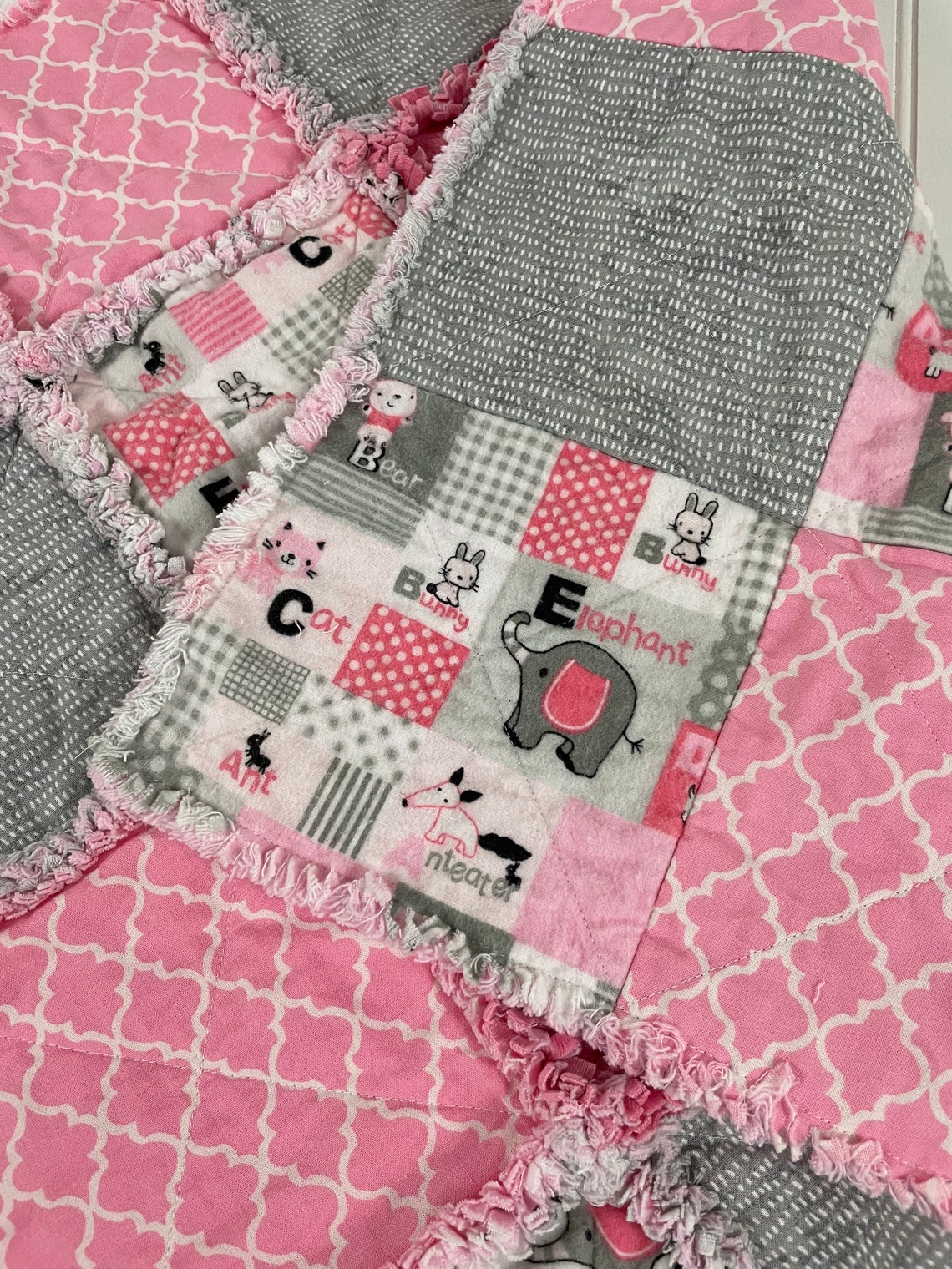 Handmade Rag Quilt Cuddle Blanket Lovey Perfect for Newborns Littles ...