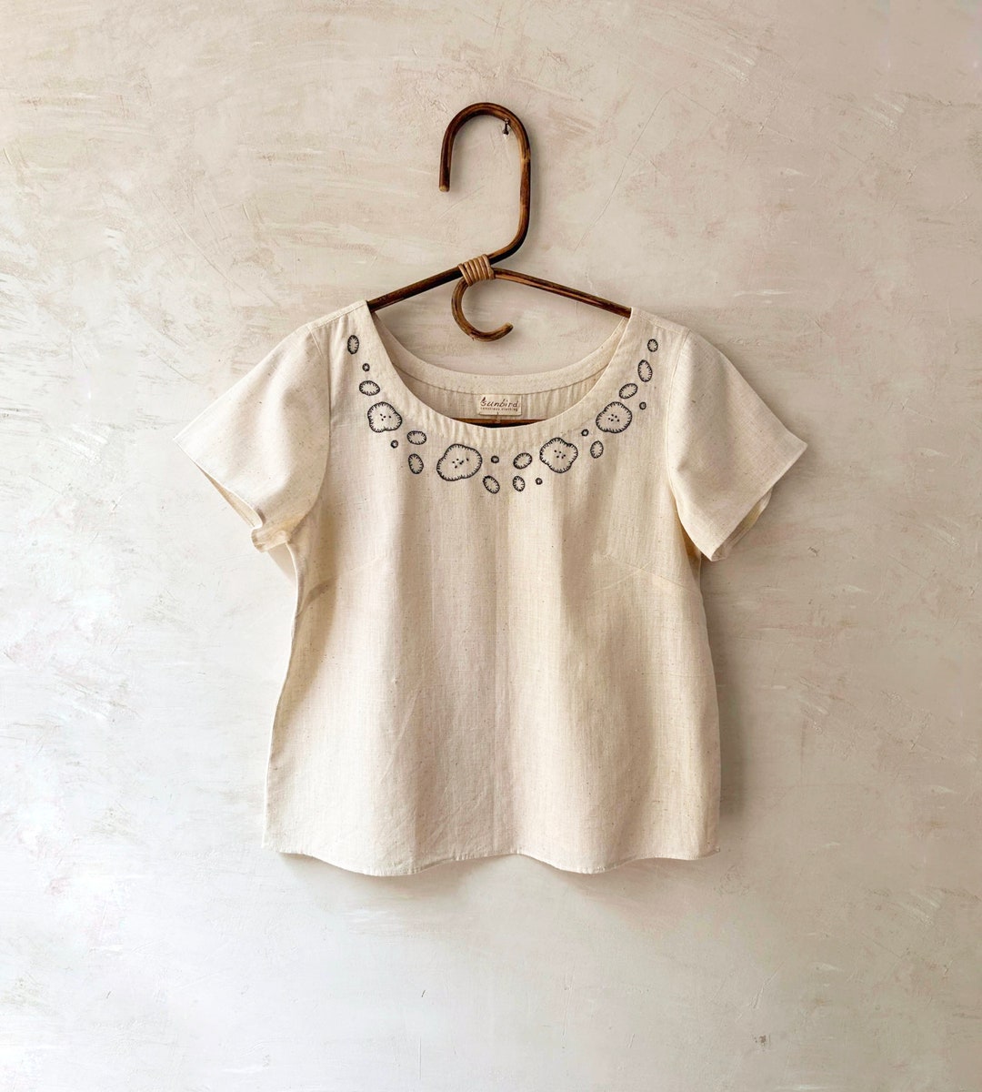 Women's Top, Short or Long Sleeves, Handspun Organic Cotton, Hand ...