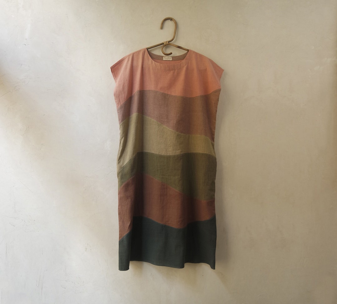 Organic Cotton Colourful Panel Kaftan: Handwoven Natural Dye Dress - Etsy