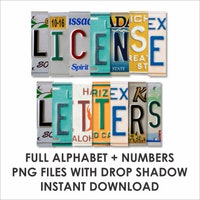 License Plate Letters and Numbers PNG Set Alphabet Digital Download ...