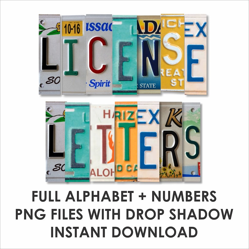 License Plate Font Letter Alphabet PNG Digital Download - Etsy