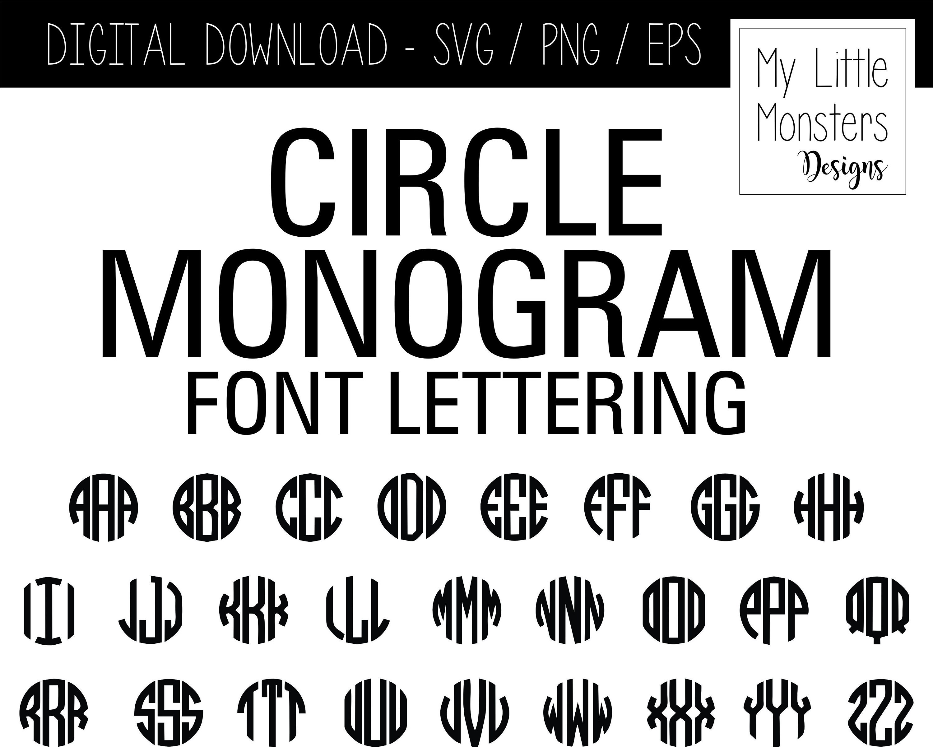 Circle Monogram Font - Digital Download - Svg - Eps - Png - Cut File ...