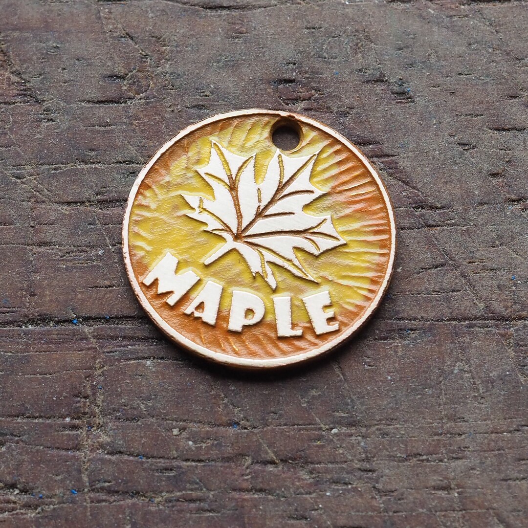 Personalised Cat Tag, Custom Maple Dog Tag, Pet Tag Puppy Name ID Round ...