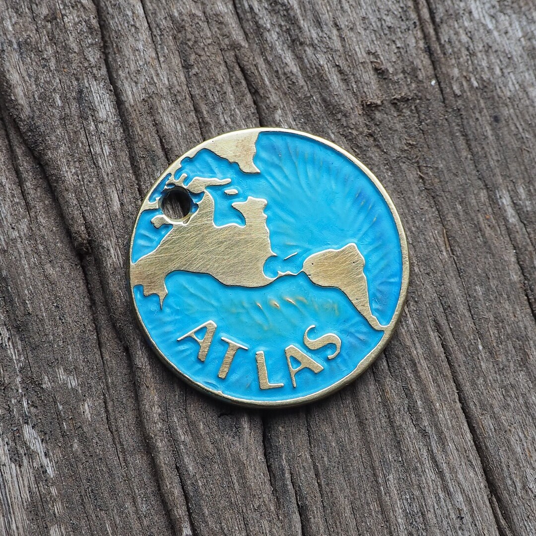 Personalized Pet Name Tag Bule With Atlas-inspired Design for Dogs and ...