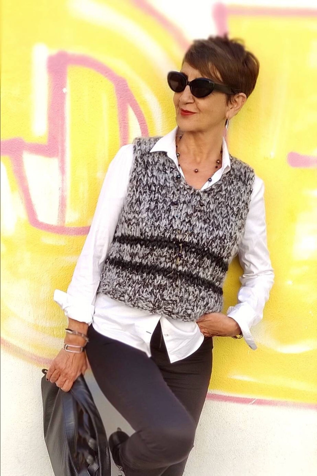 Sweater Vest for Women Gray Knit Vest V-neck Sweater Vest - Etsy