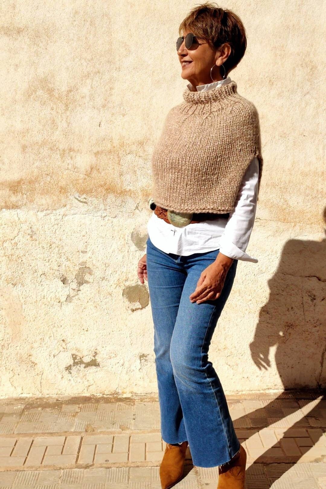 Women's Poncho Minimalist Wool Poncho Cozy Oatmeal - Etsy